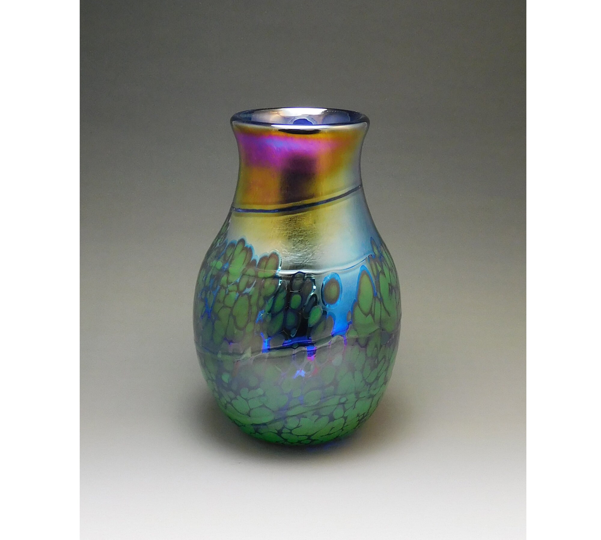 Vivid Iridescent Blown Glass Bud Vase by Elaine Hyde - Etsy