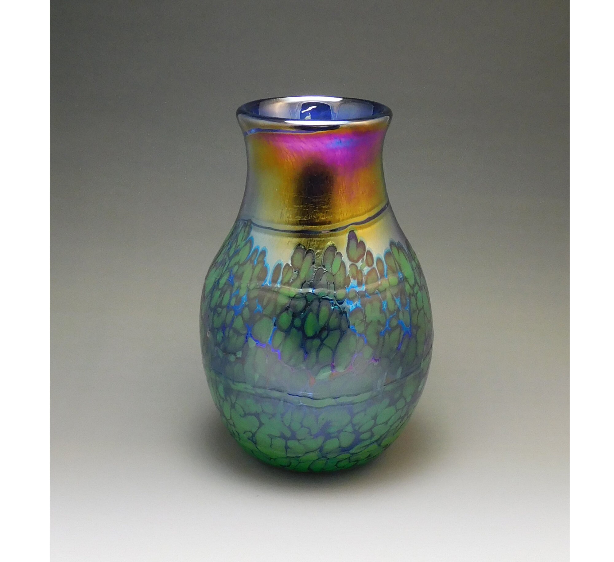 Vivid Iridescent Blown Glass Bud Vase by Elaine Hyde - Etsy