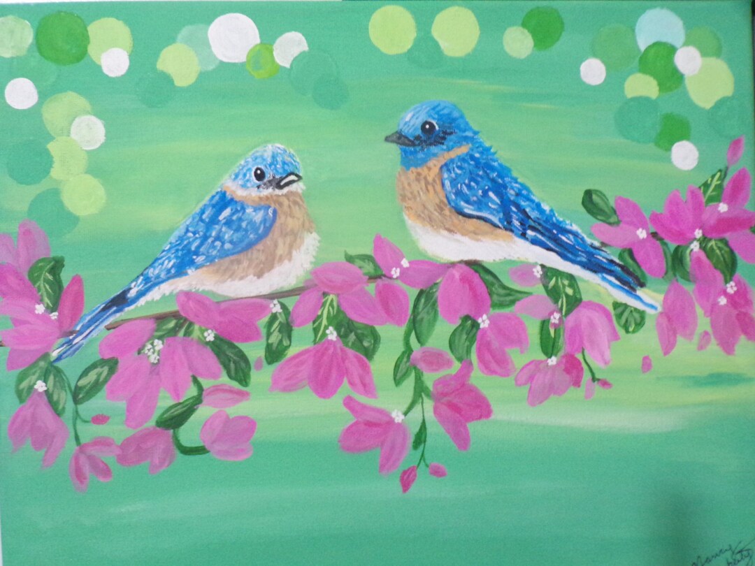 Two Bluebirds in a Tree - Etsy