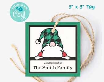 Printable Christmas Gnome Gift Tags, Printable Christmas Tags, Gnome ...