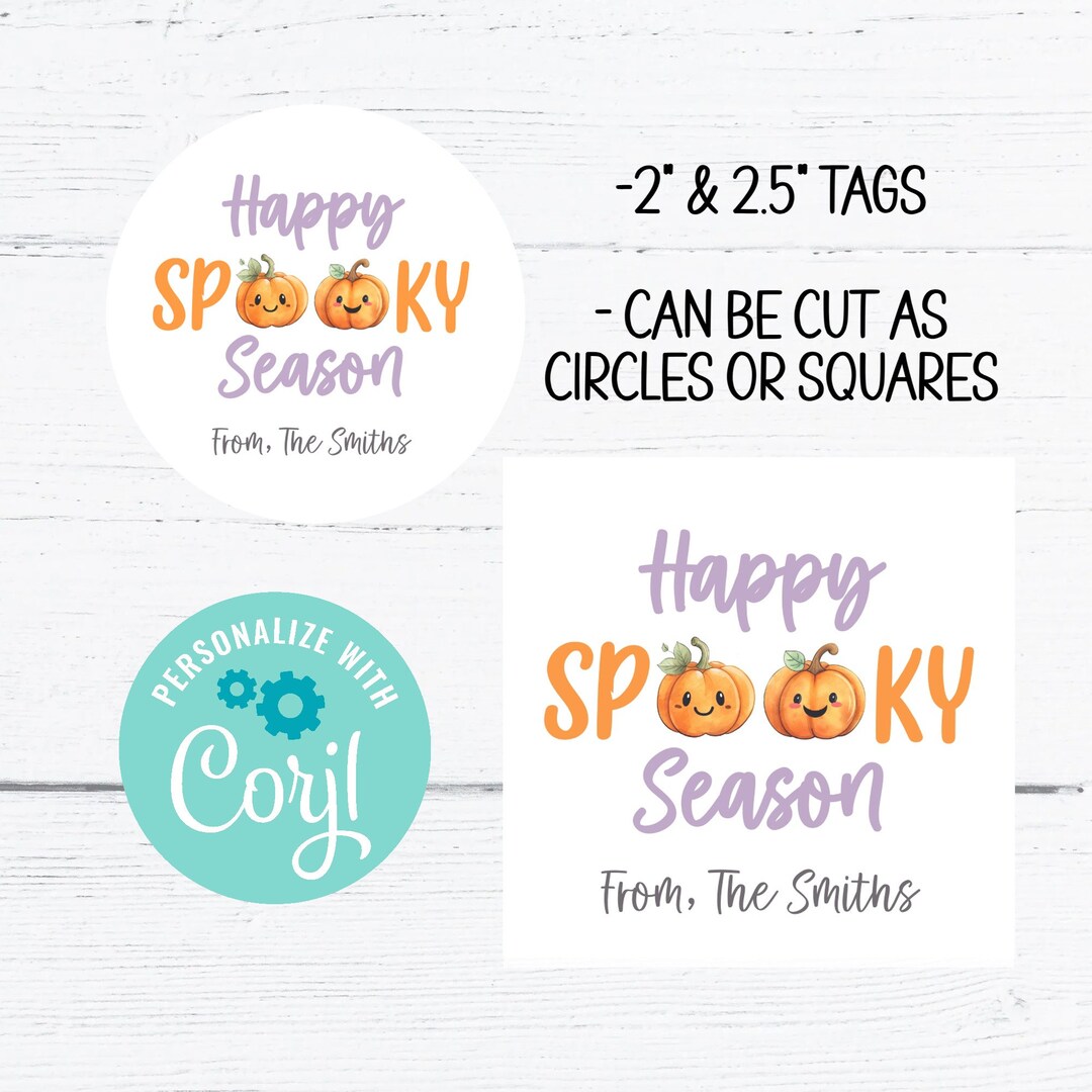 Halloween Gift Tags Editable, Printable Fall Tags, Happy Spooky Season ...
