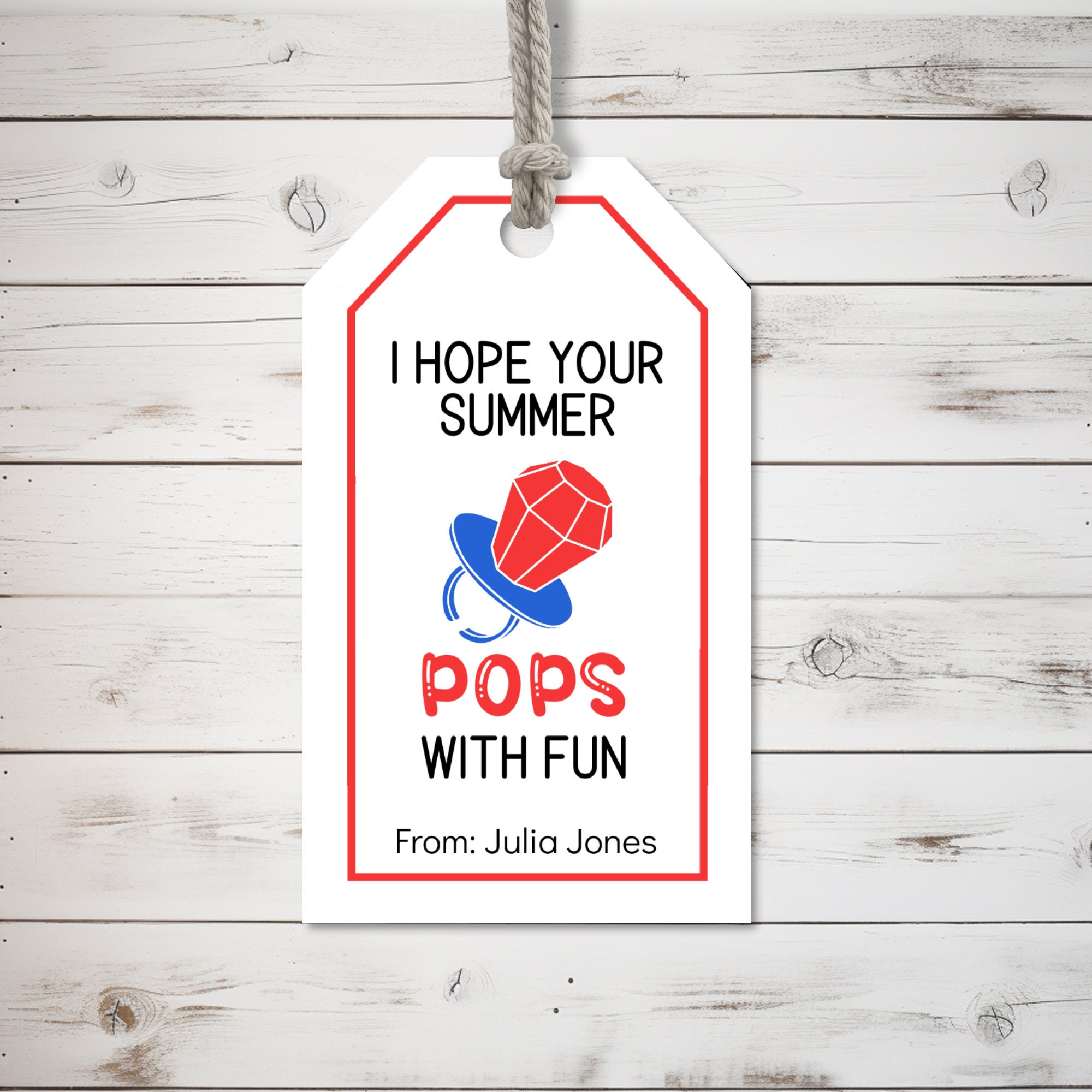 End of School Year Editable Gift Tag, Printable Party Favor Tag, Fourth ...