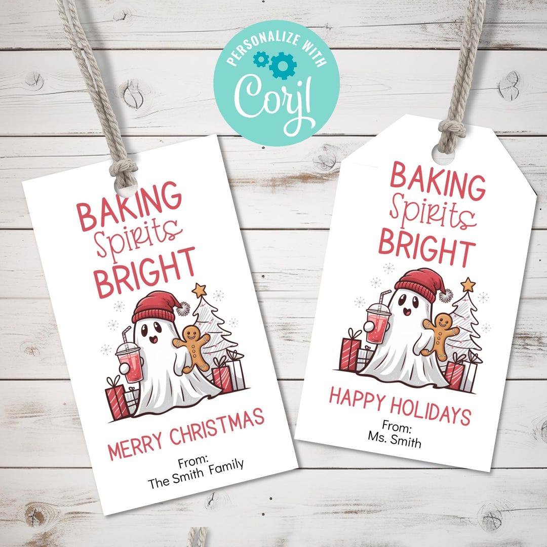 Baking Spirits Bright Editable Gift Tag for Christmas Treats, Printable ...