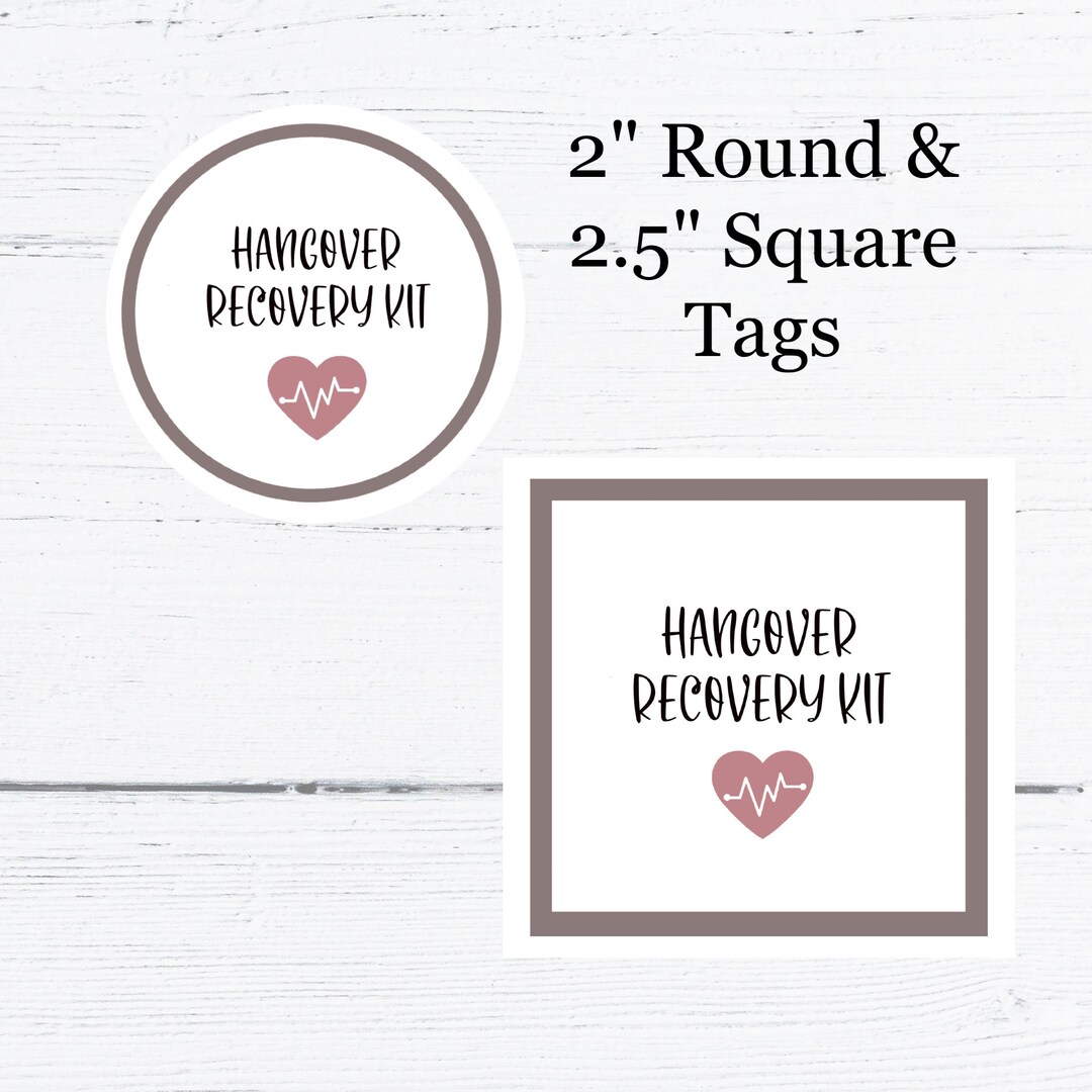 Printable Hangover Kit Tag, Bachelorette Party Favor Printable, 21st ...