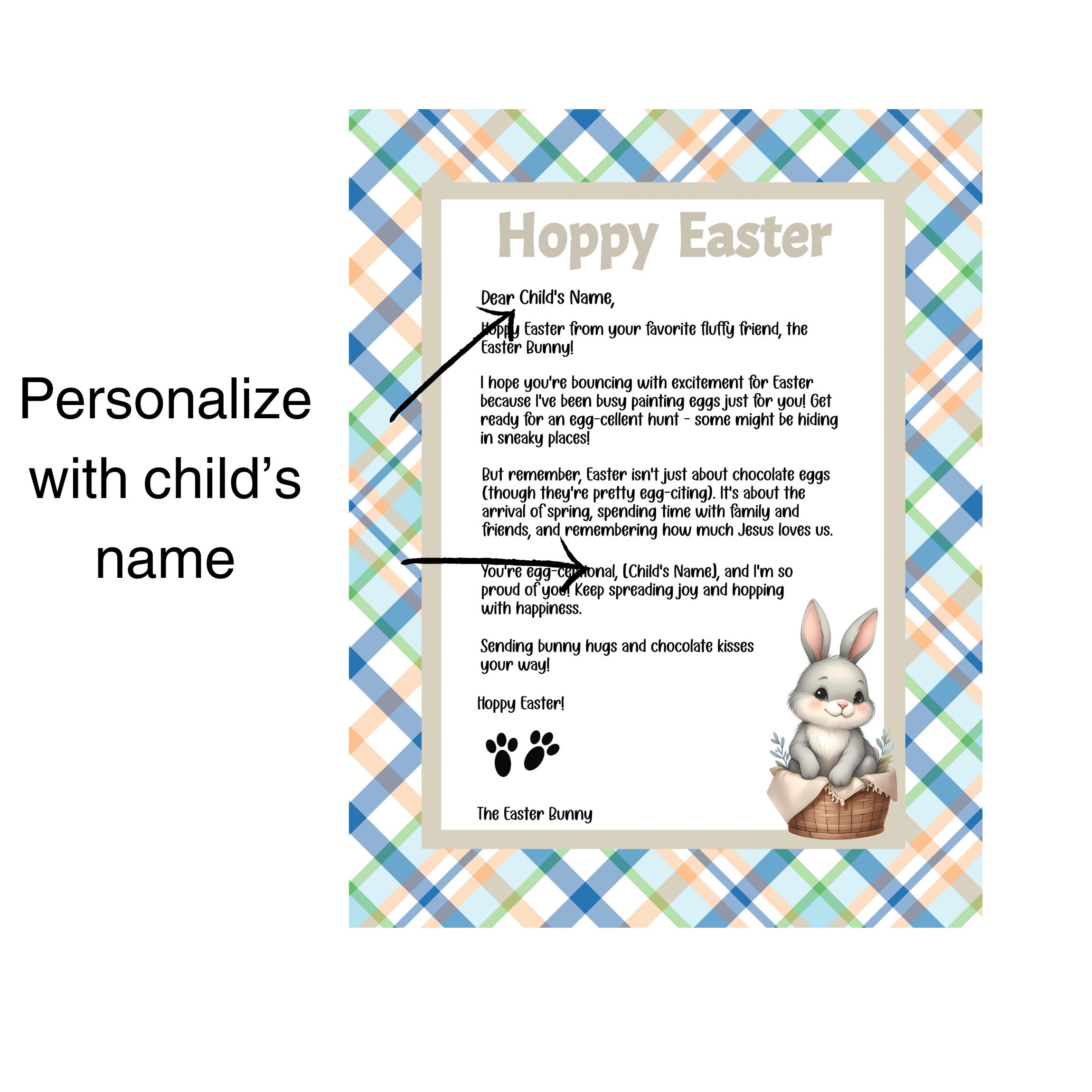 Letter From Easter Bunny Religious, Personalized Kids Printable Easter ...
