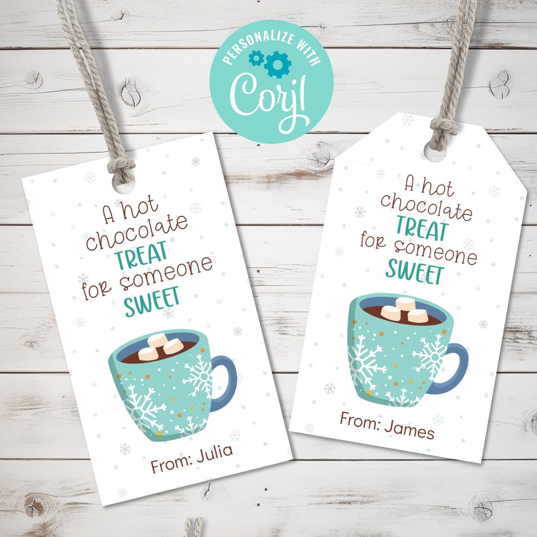Hot Chocolate Editable Gift Tag, Printable Winter Favor Tag, A Hot ...