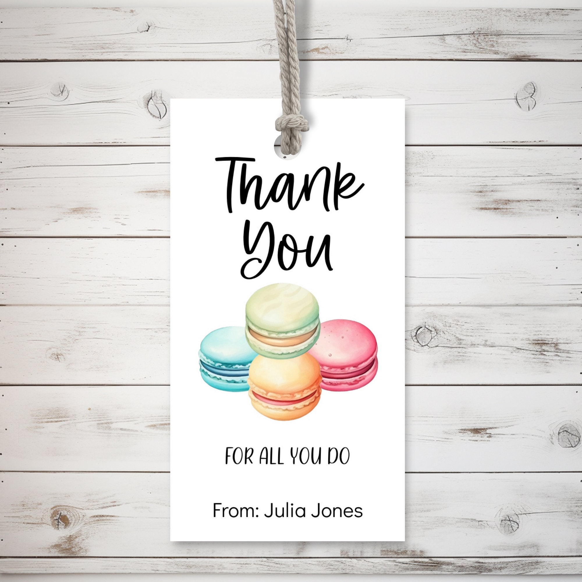 Editable Thank You Gift Tag With Macarons, Printable Appreciation Tag ...