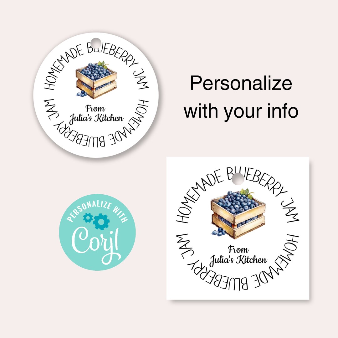 Homemade Blueberry Jam Editable Gift Tag, Printable Food and Baked ...