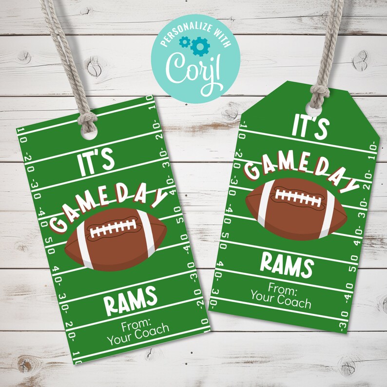 Football Game Day Treat Tag Editable Template, Personalized Football ...