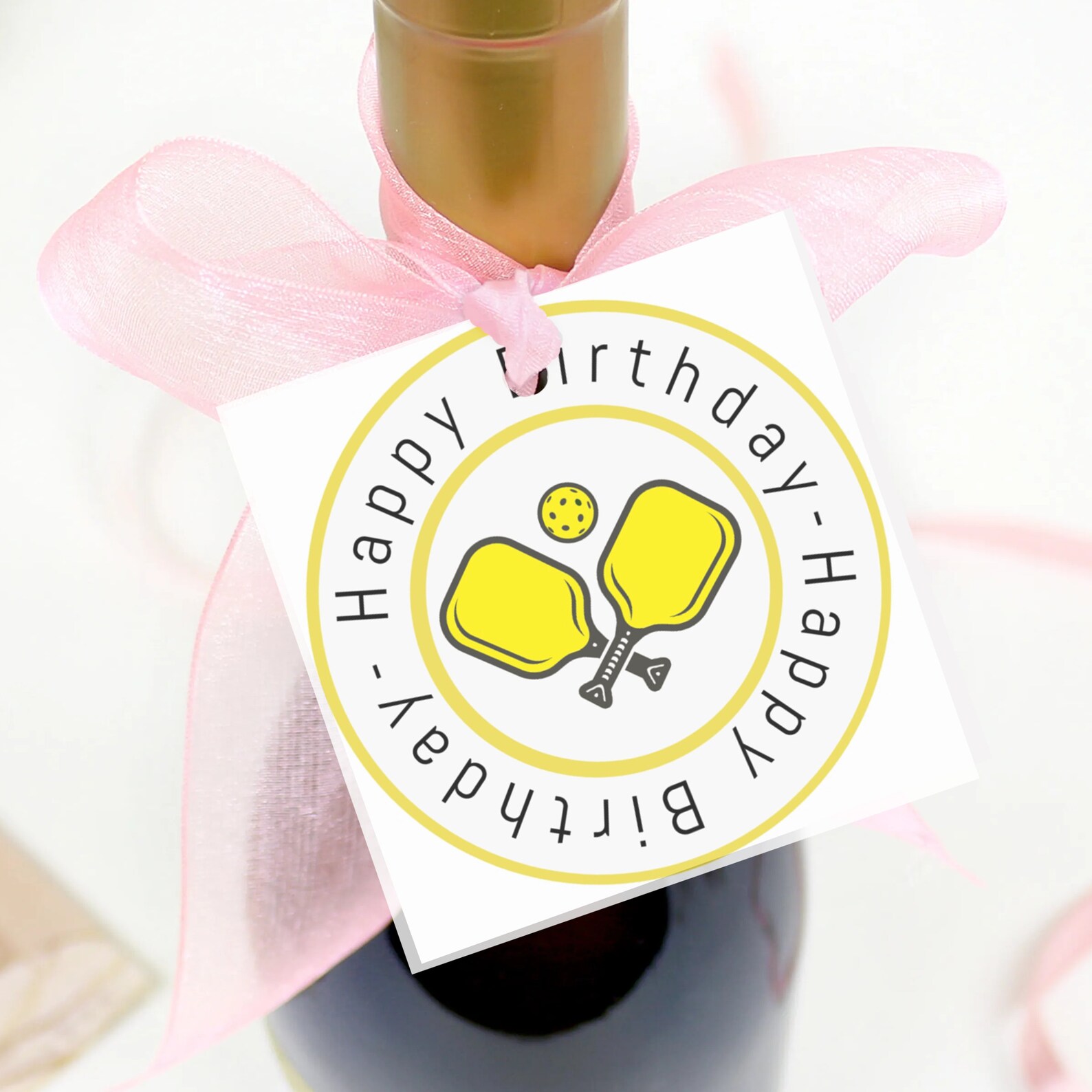 Pickleball Birthday Gift Tags Printable, Printable Birthday Tags ...