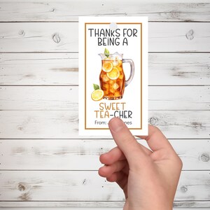 Sweet Tea Pun Editable Tag, Printable Teacher Appreciation, Thanks for ...