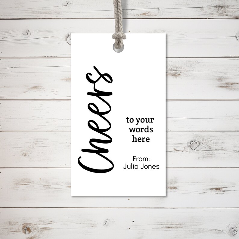 Cheers to Editable Gift Tag Minimalist, Printable Alcohol Tag, Custom ...