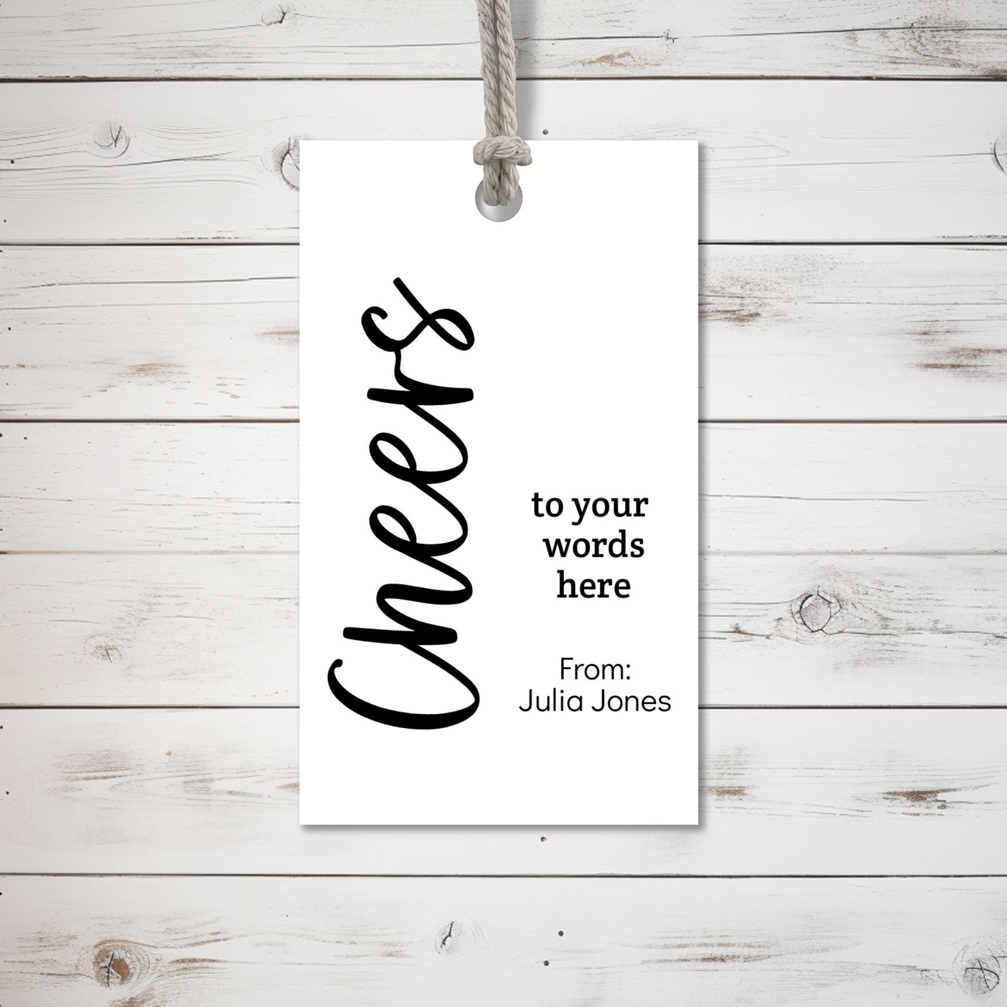 Cheers to Editable Gift Tag Minimalist, Printable Alcohol Tag, Custom ...
