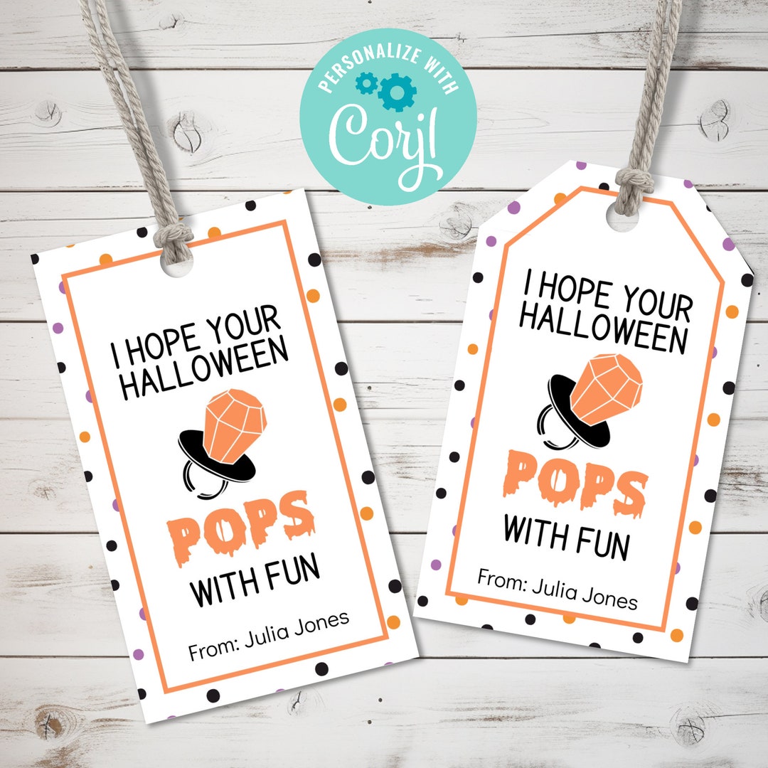 Editable Halloween Ring Pop Gift Tag, Printable Halloween Tag ...