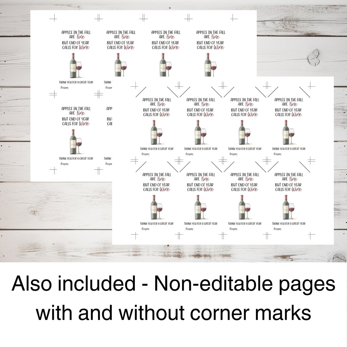 End of Year Teacher Appreciation Editable Gift Tag, Printable Wine ...