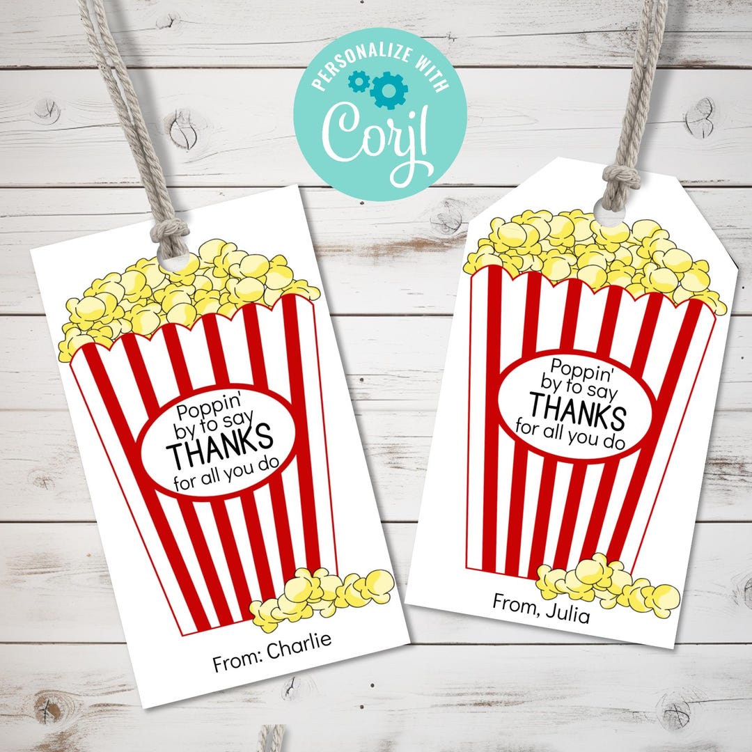 Poppin' by to Say Thank You for All You Do Editable Gift Tag, Printable ...