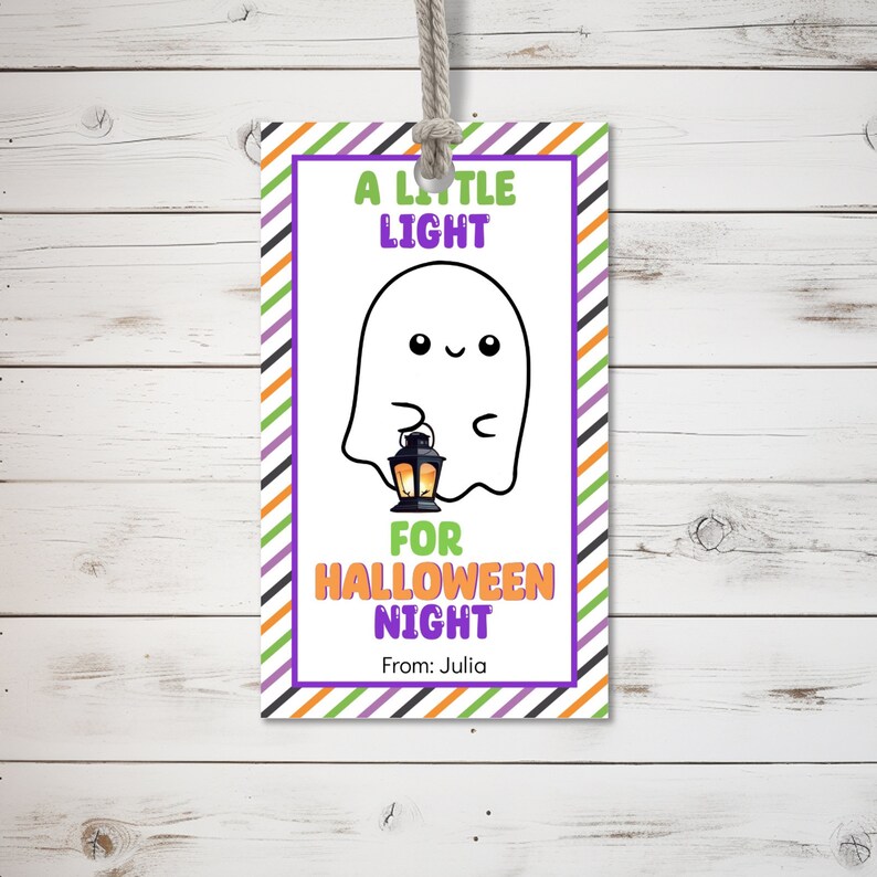 Glow Stick Editable Tag, A Little Light for Halloween Night, Printable ...
