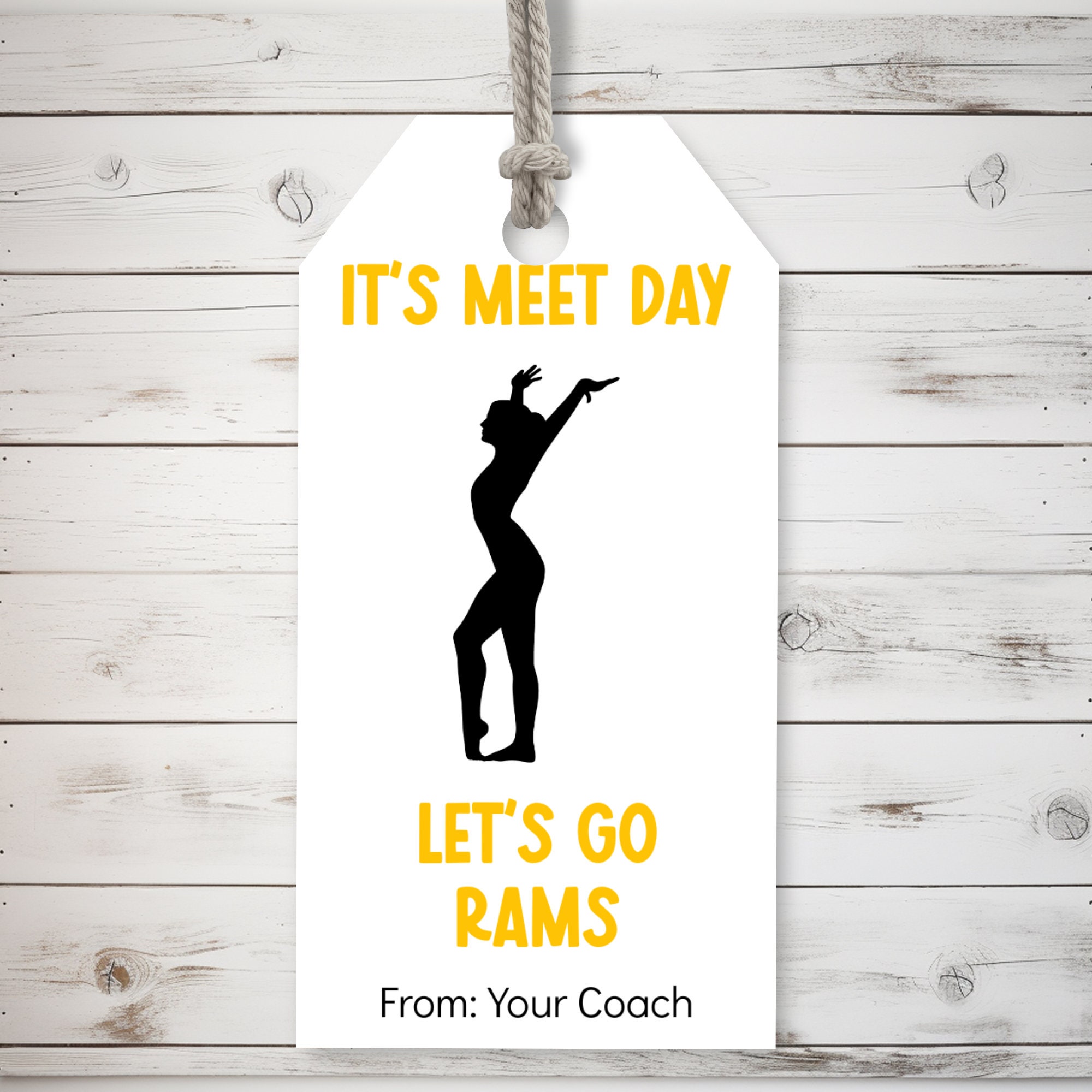 It's Meet Day Gymnastics Tag Editable Template, Personalized Sports ...