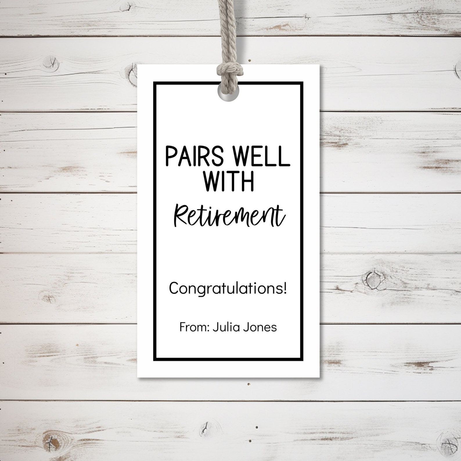 Pairs Well With Retirement Editable Gift Tag, Printable All Occasion ...