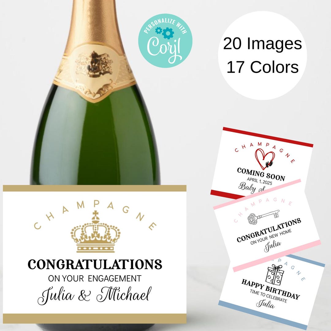 Custom Champagne Labels, Personalized Labels for Mini Champagne and ...