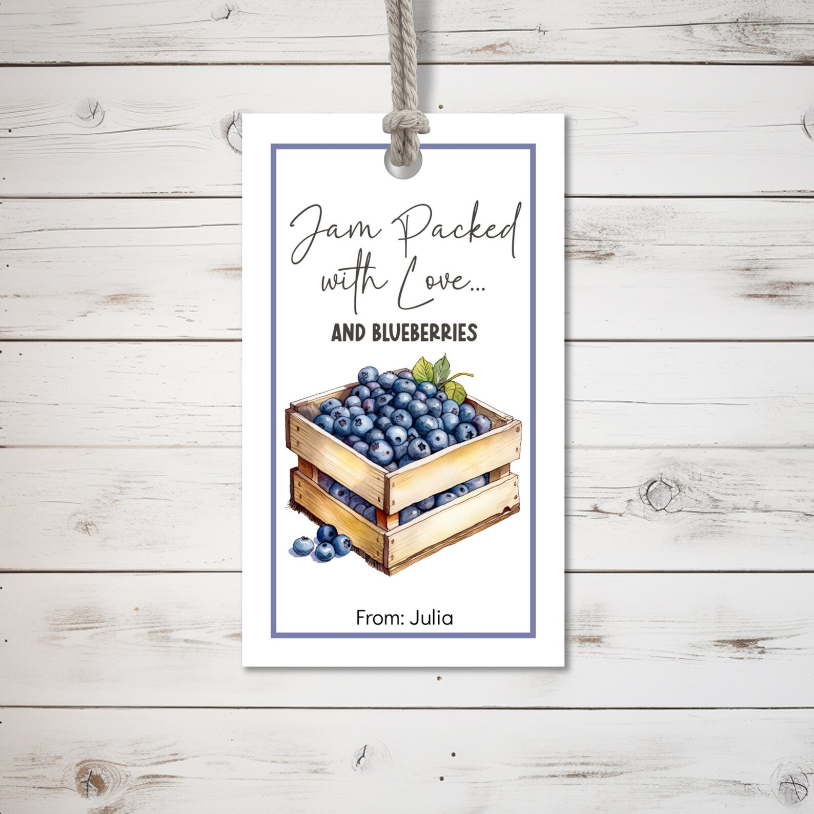 Jam Packed With Love and Blueberries Editable Tag, Printable Food and ...