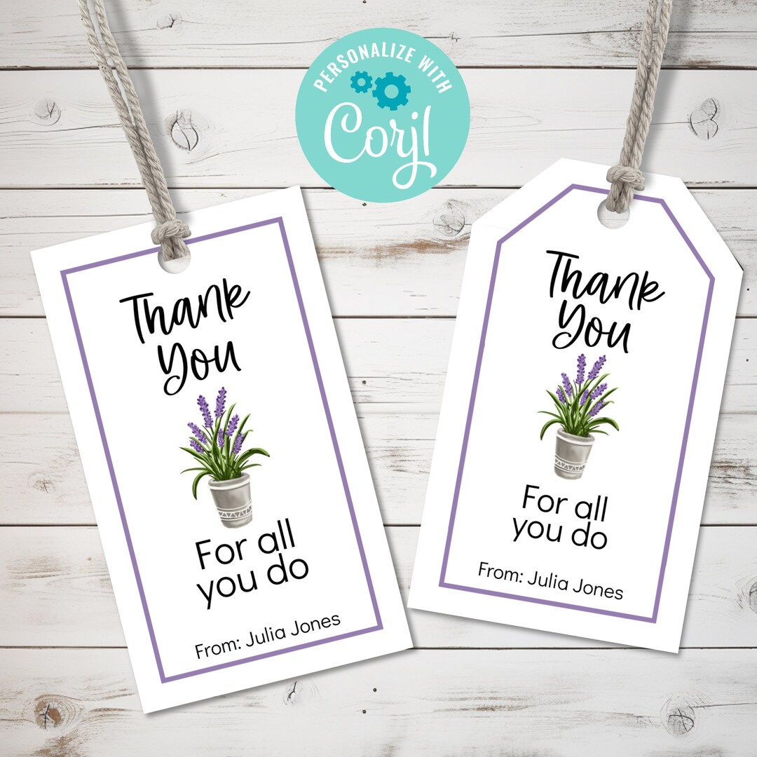 Thank You for All You Do Editable Gift Tag, Printable Appreciation ...