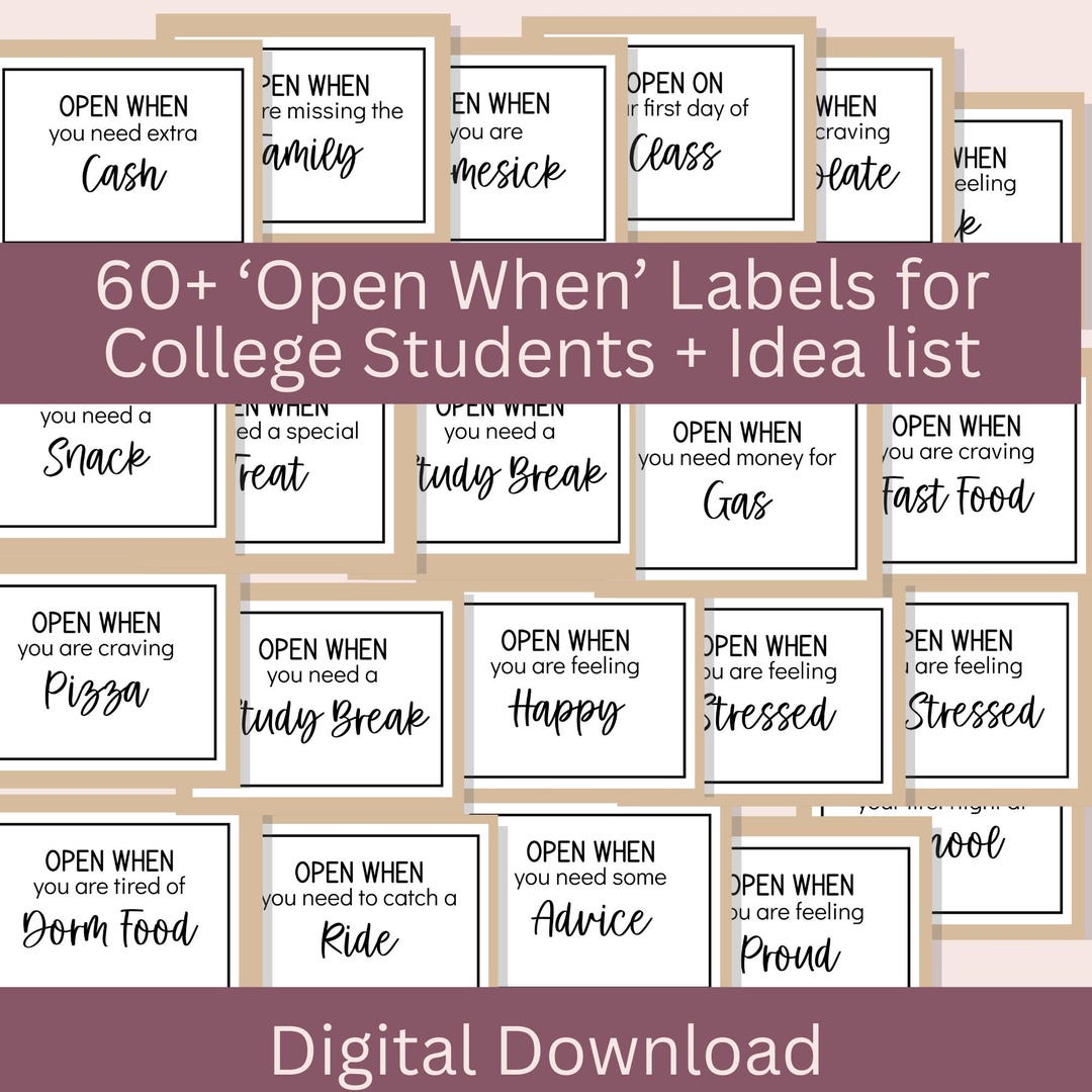 Open When Envelopes, College Care Package, Open When Printable, Class ...