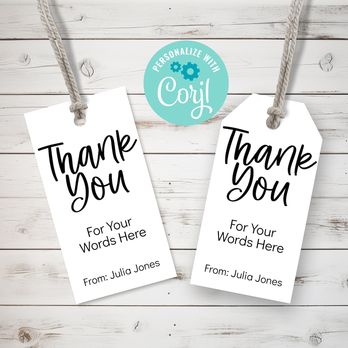 Editable Minimalist Thank You Gift Tag - Etsy