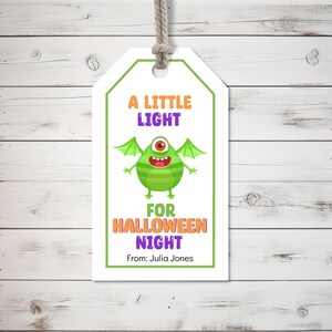 Glow Stick Editable Tag, A Little Light for Halloween Night, Printable ...