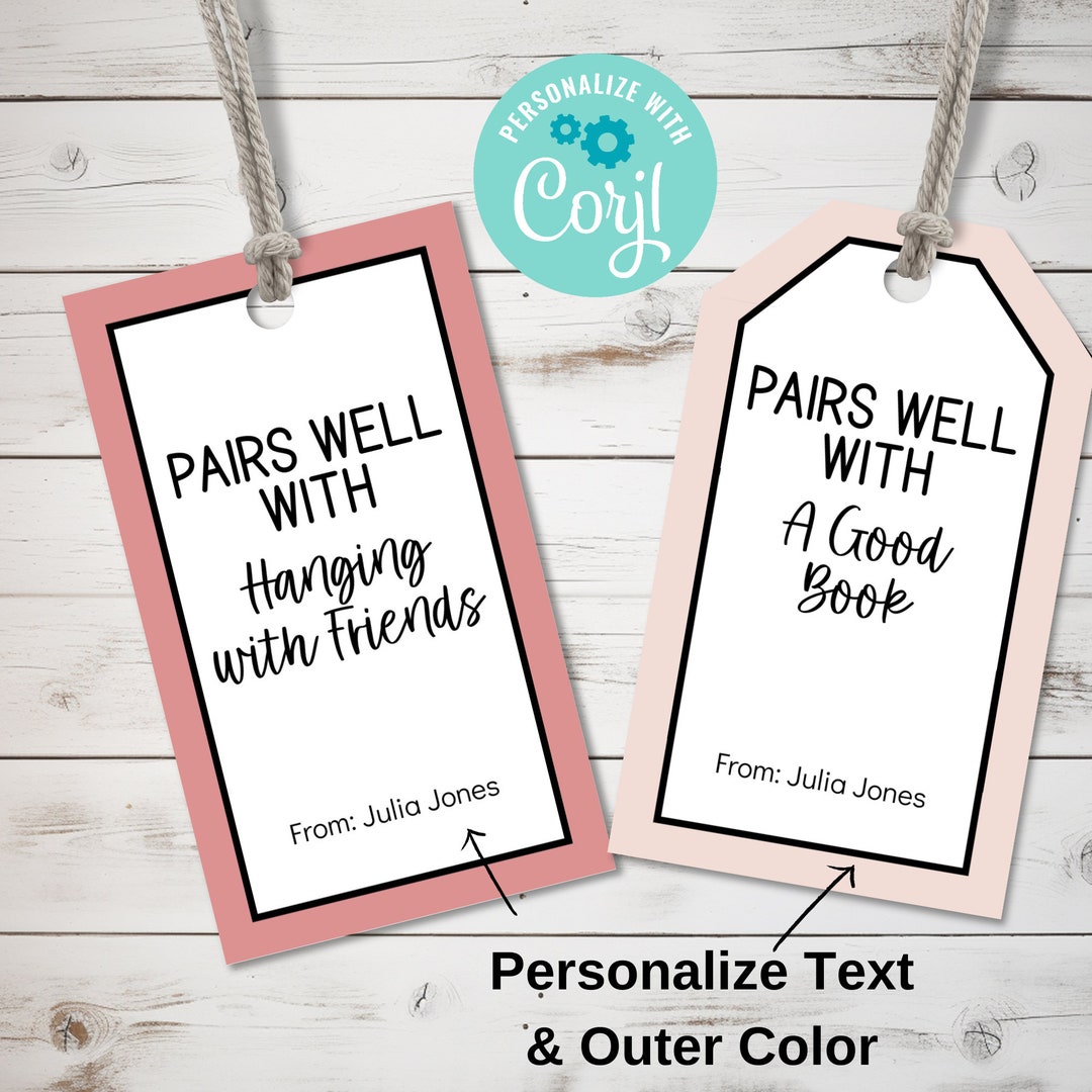 Pairs Well With Editable Gift Tag Minimalist, Printable Alcohol Tag ...