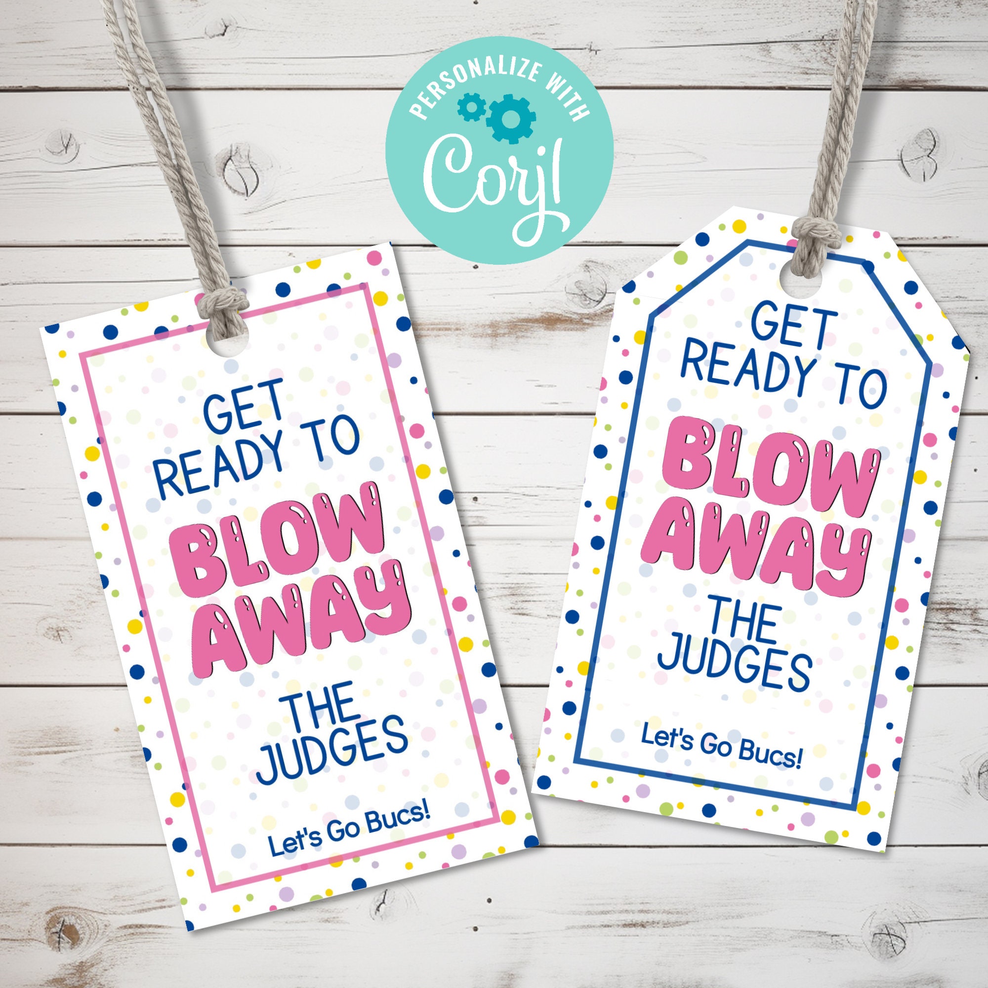 Editable Cheer Blow Away the Judges Gift Tags, Printable Sports, Good ...