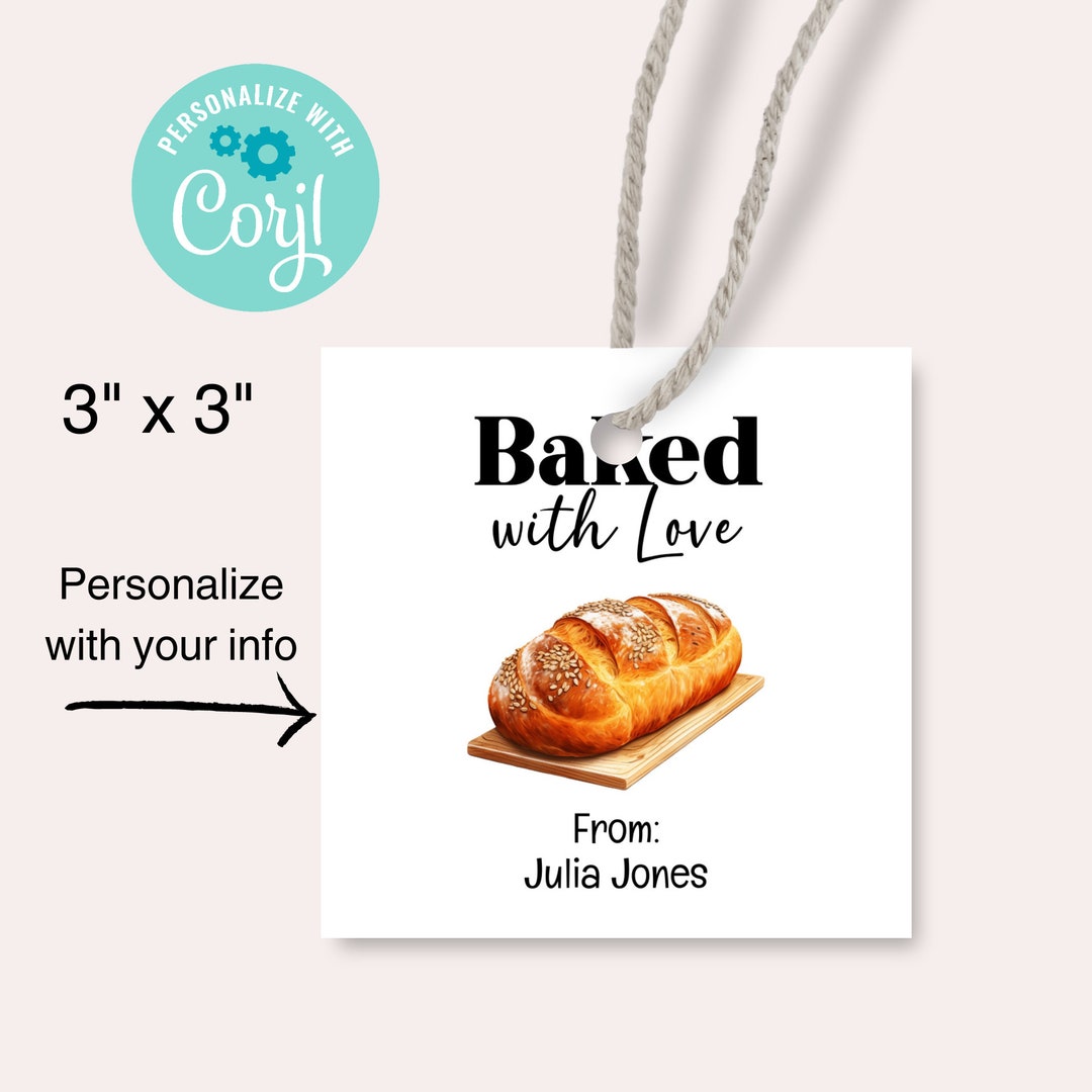 Baked With Love Editable Tag, Printable Food and Baked Goods Tag, From ...