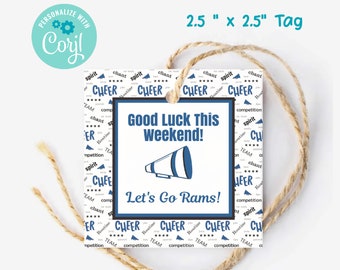 EDITABLE Cheer Team Gift Tags, Printable Sports Tags, Yellow Cheer ...