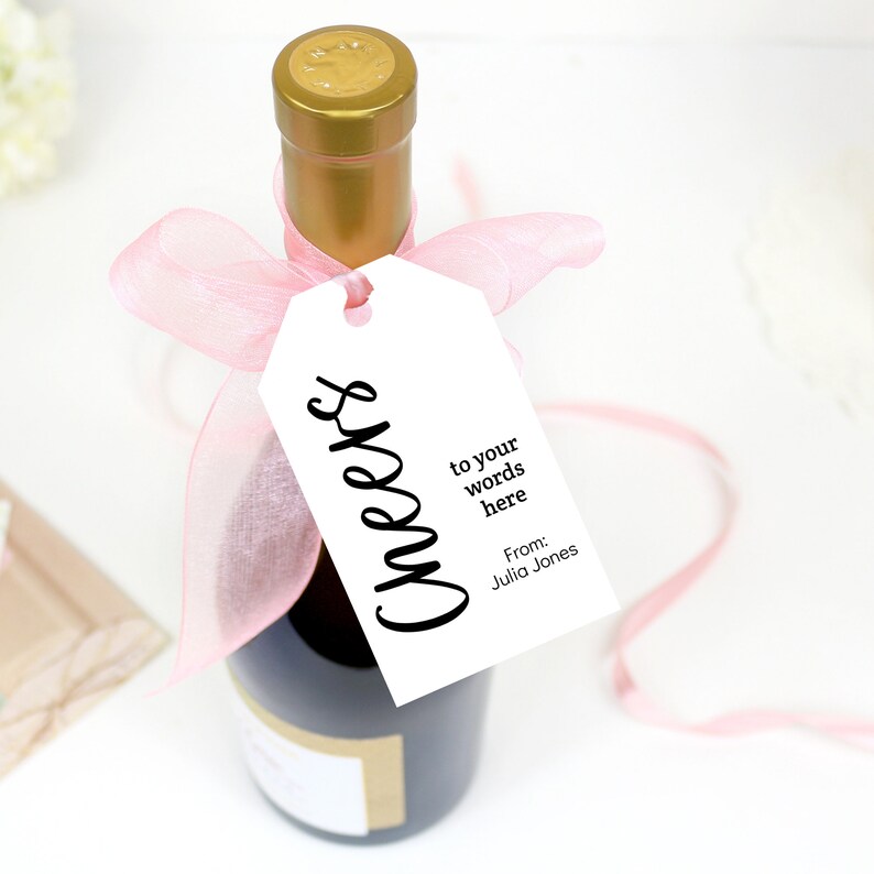 Cheers to Editable Gift Tag Minimalist, Printable Alcohol Tag, Custom ...