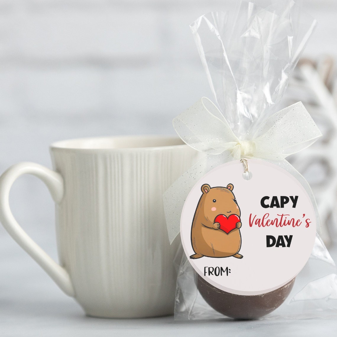 Valentine's Day Capybara Treat Tags Printable, Capy Valentine's Day ...