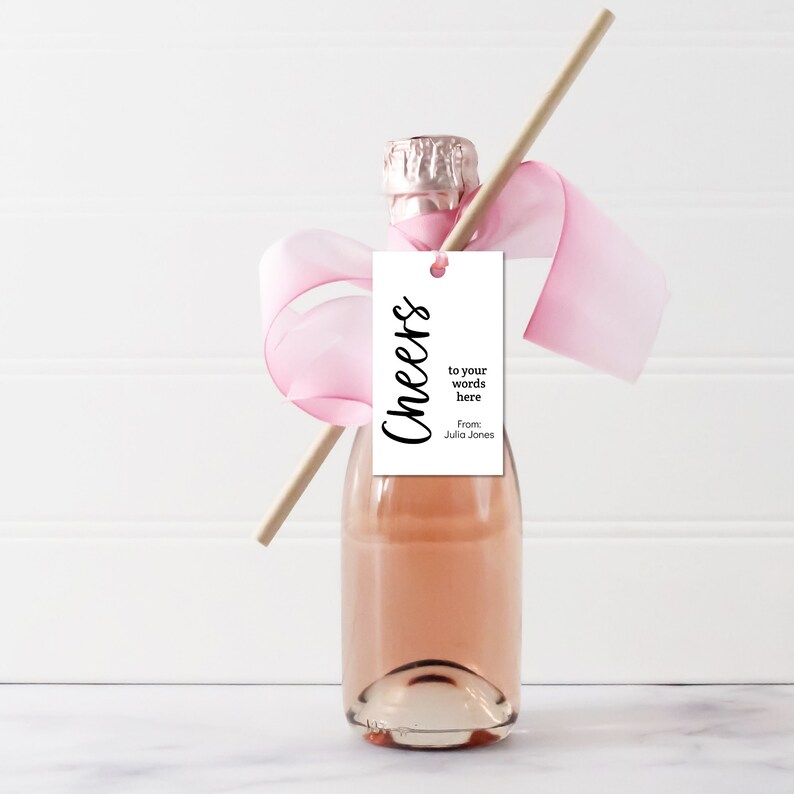 Cheers to Editable Gift Tag Minimalist, Printable Alcohol Tag, Custom ...