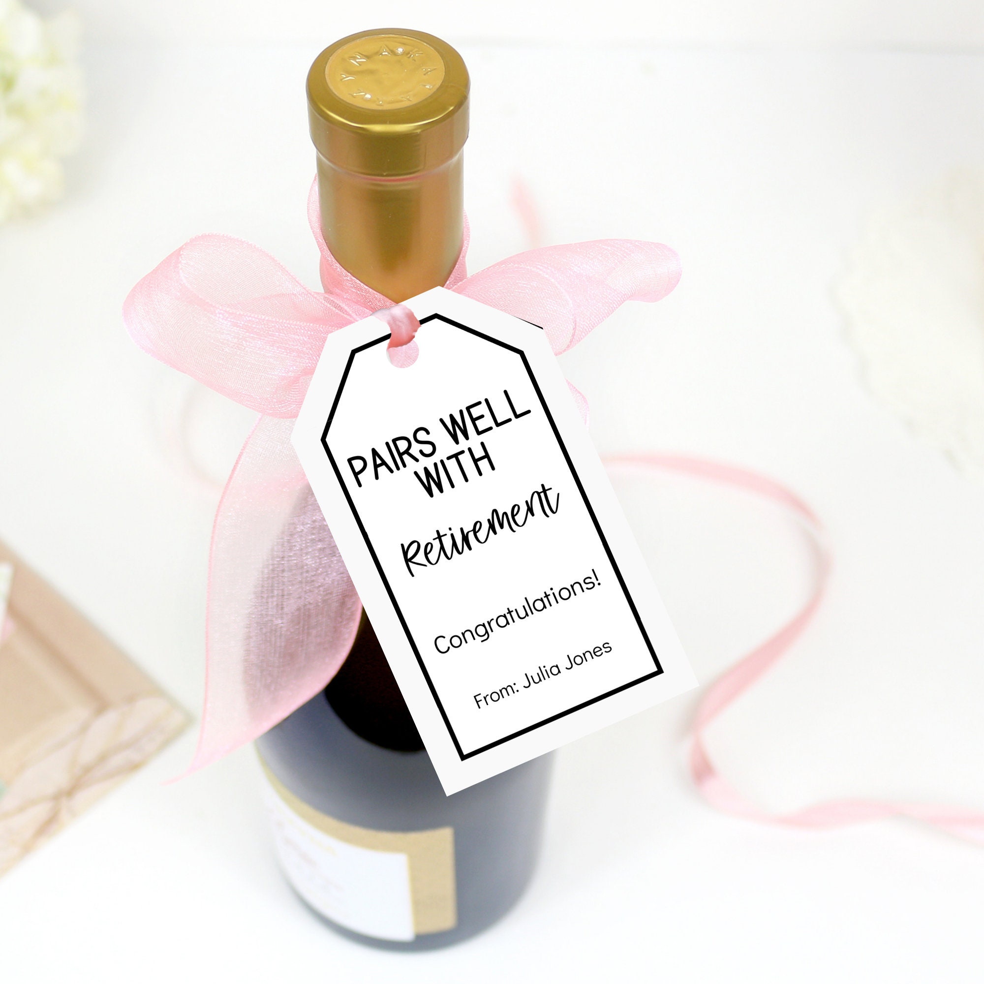 Pairs Well With Retirement Editable Gift Tag, Printable All Occasion ...