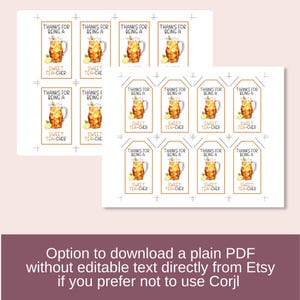 Sweet Tea Pun Editable Tag, Printable Teacher Appreciation, Thanks for ...