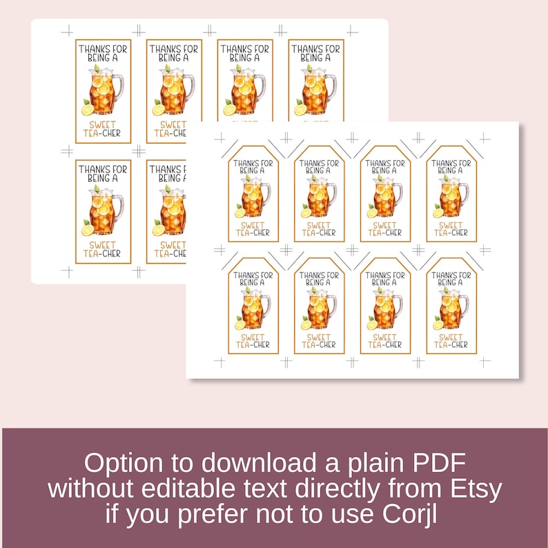 Sweet Tea Pun Editable Tag, Printable Teacher Appreciation, Thanks for ...