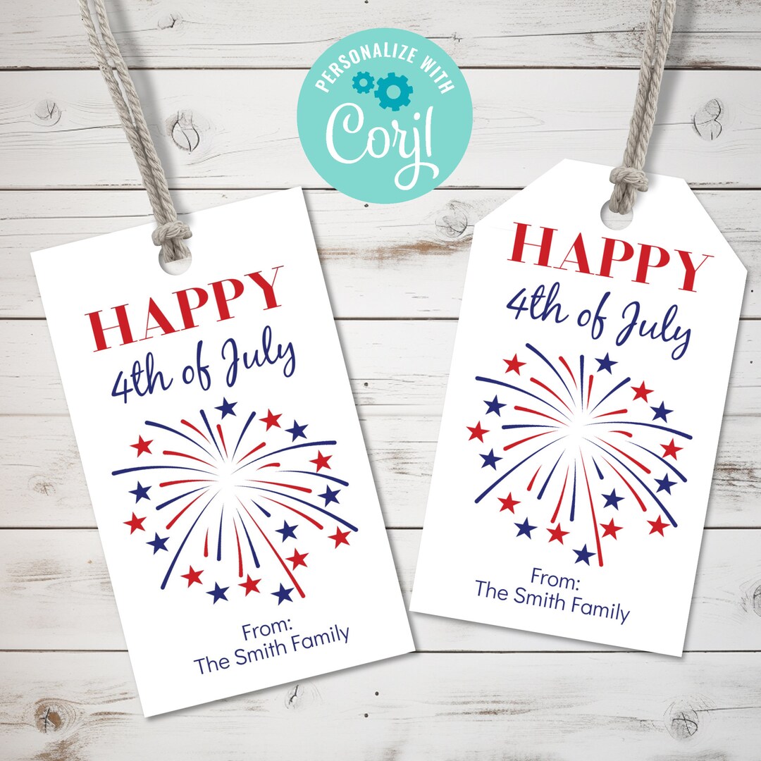 Editable Happy Fourth of July Gift Tag, Printable July 4th Tag ...