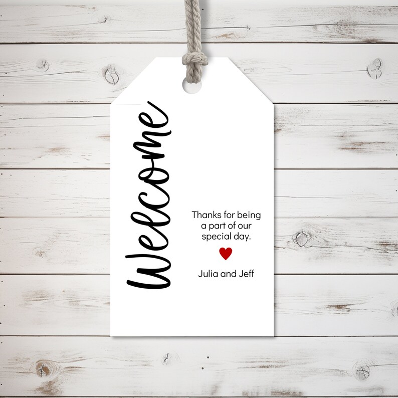 Welcome Bag Gift Tag Template Minimalist, Printable Wedding Tag ...