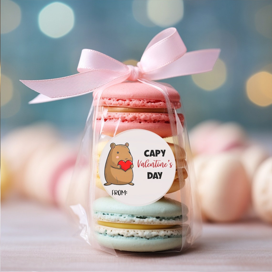 Valentine's Day Capybara Treat Tags Printable, Capy Valentine's Day ...