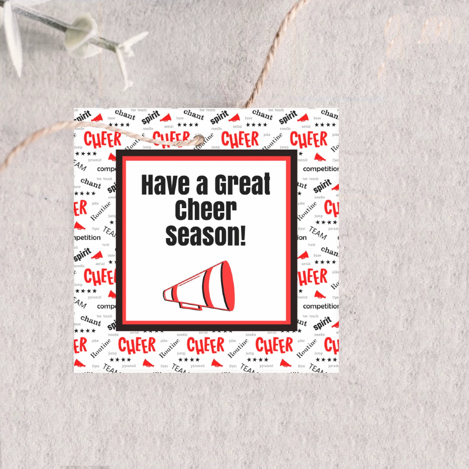 Printable Cheer Team Gift Tags, Printable Sports Tags, Red Black ...