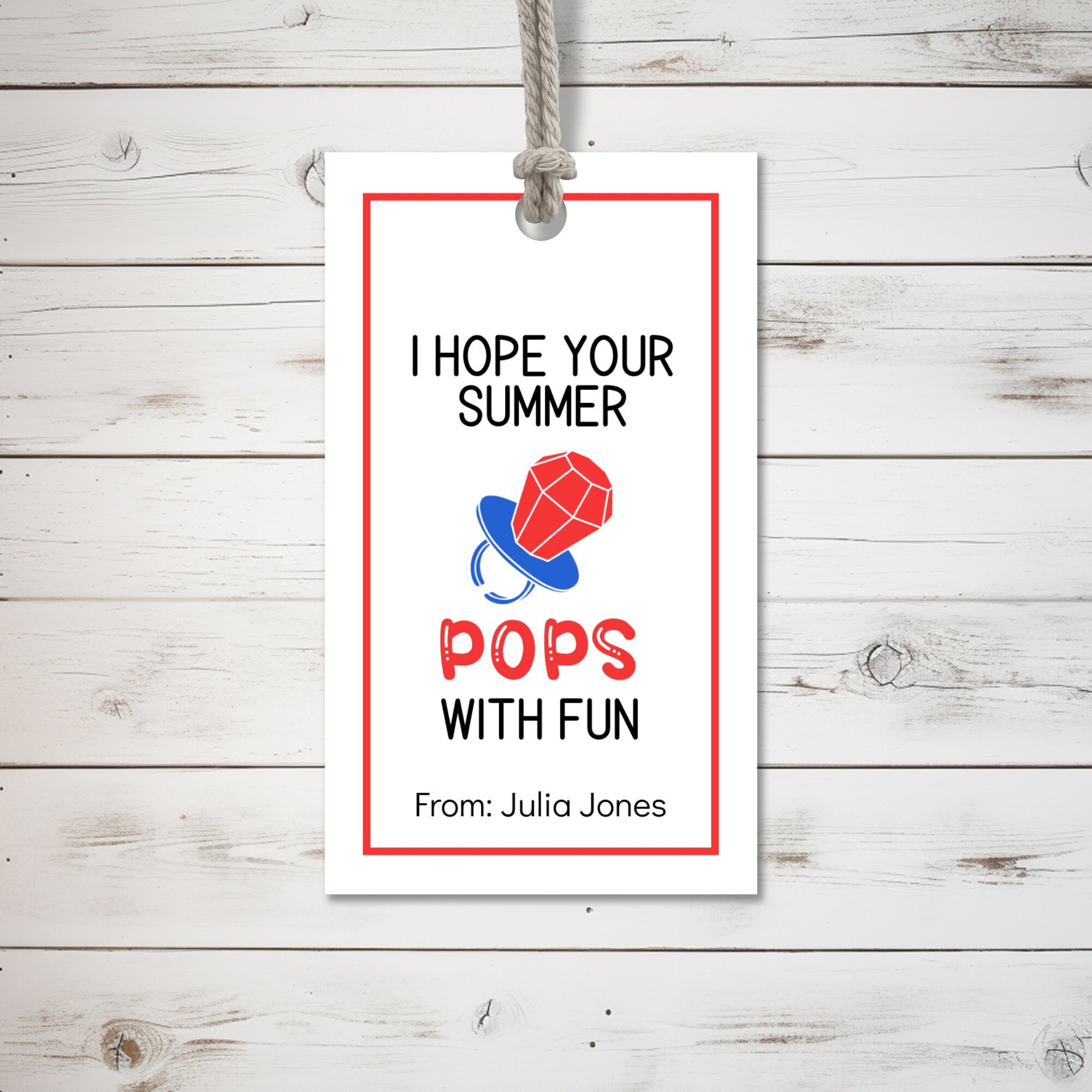 End of School Year Editable Gift Tag, Printable Party Favor Tag, Fourth ...