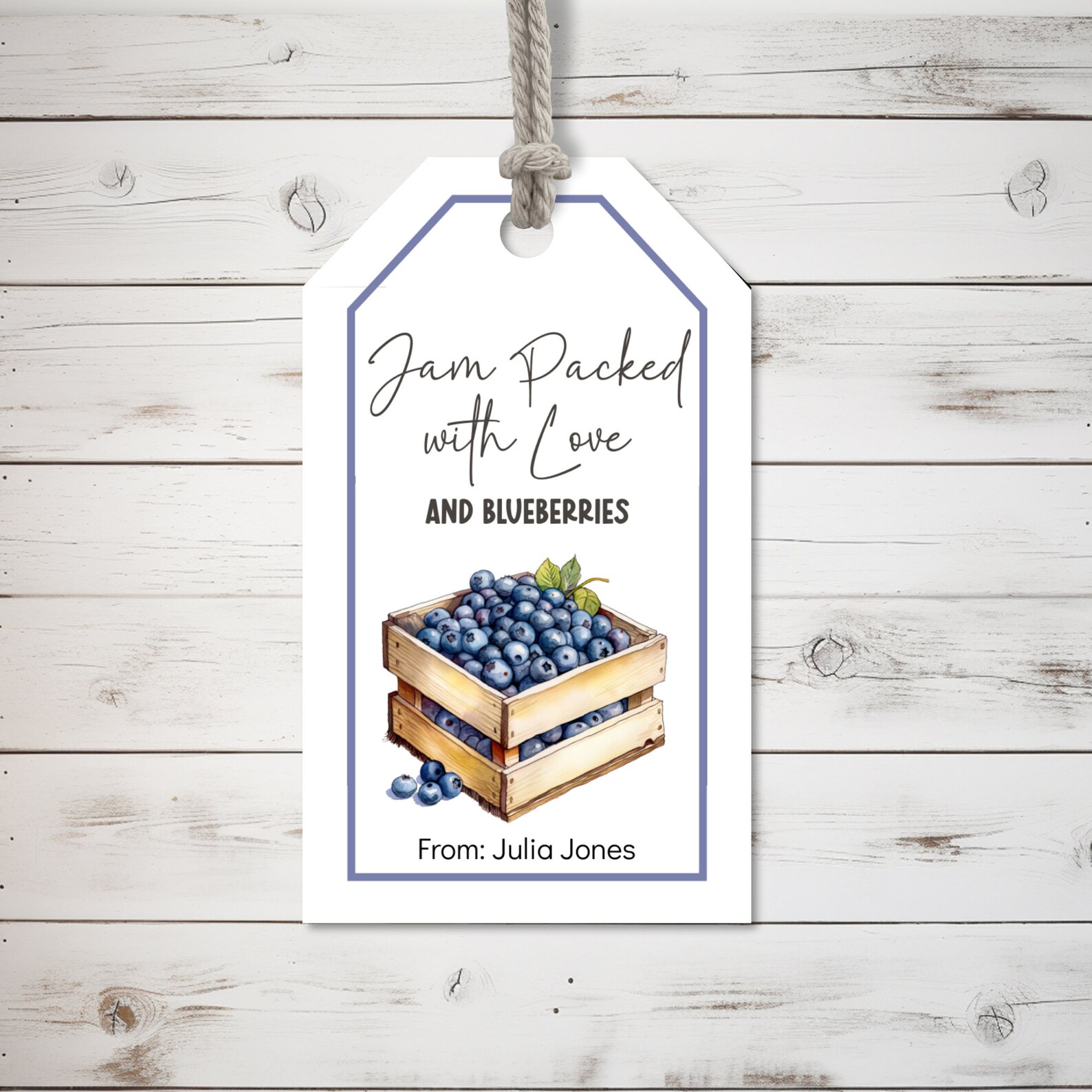 Jam Packed With Love and Blueberries Editable Tag, Printable Food and ...