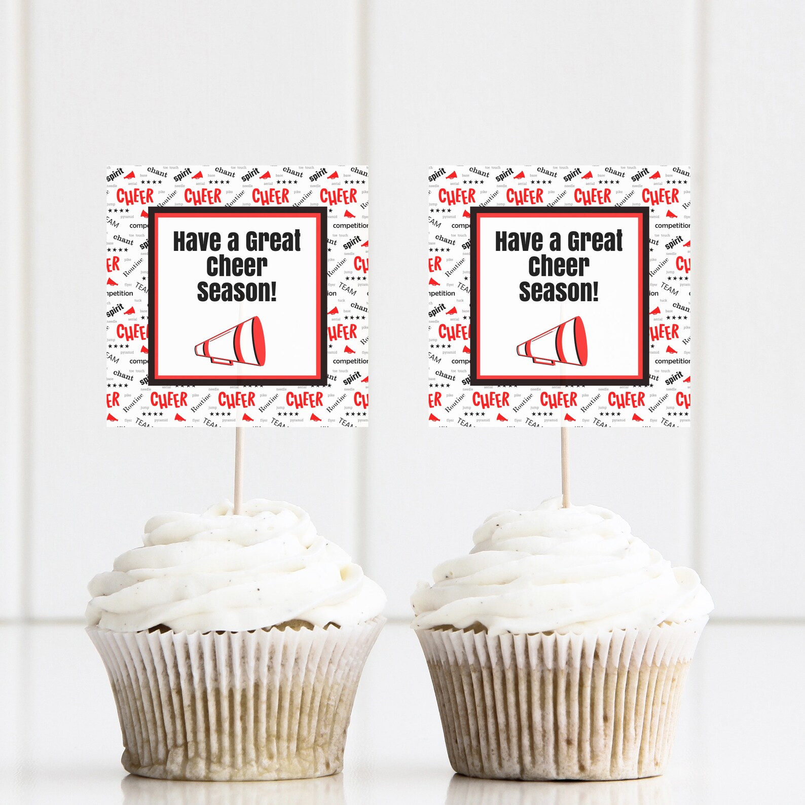 Printable Cheer Team Gift Tags, Printable Sports Tags, Red Black ...