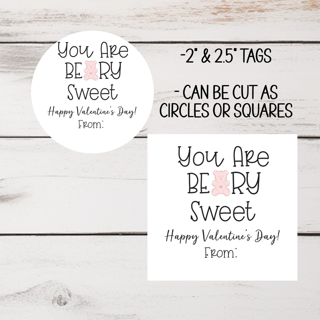 You Are Beary Sweet Pink Printable Valentine's Gift Tag, Happy ...