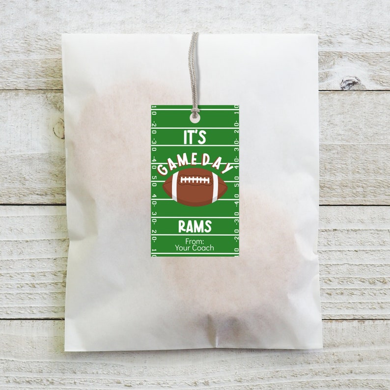 Football Game Day Treat Tag Editable Template, Personalized Football ...