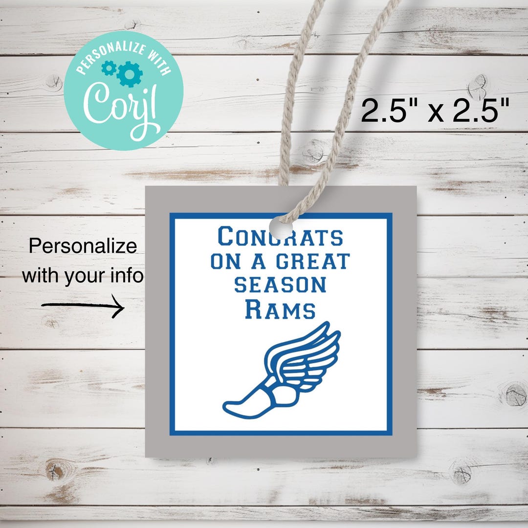 EDITABLE Track and Field Tags Blue, Printable Sports Tags, Team Treat ...