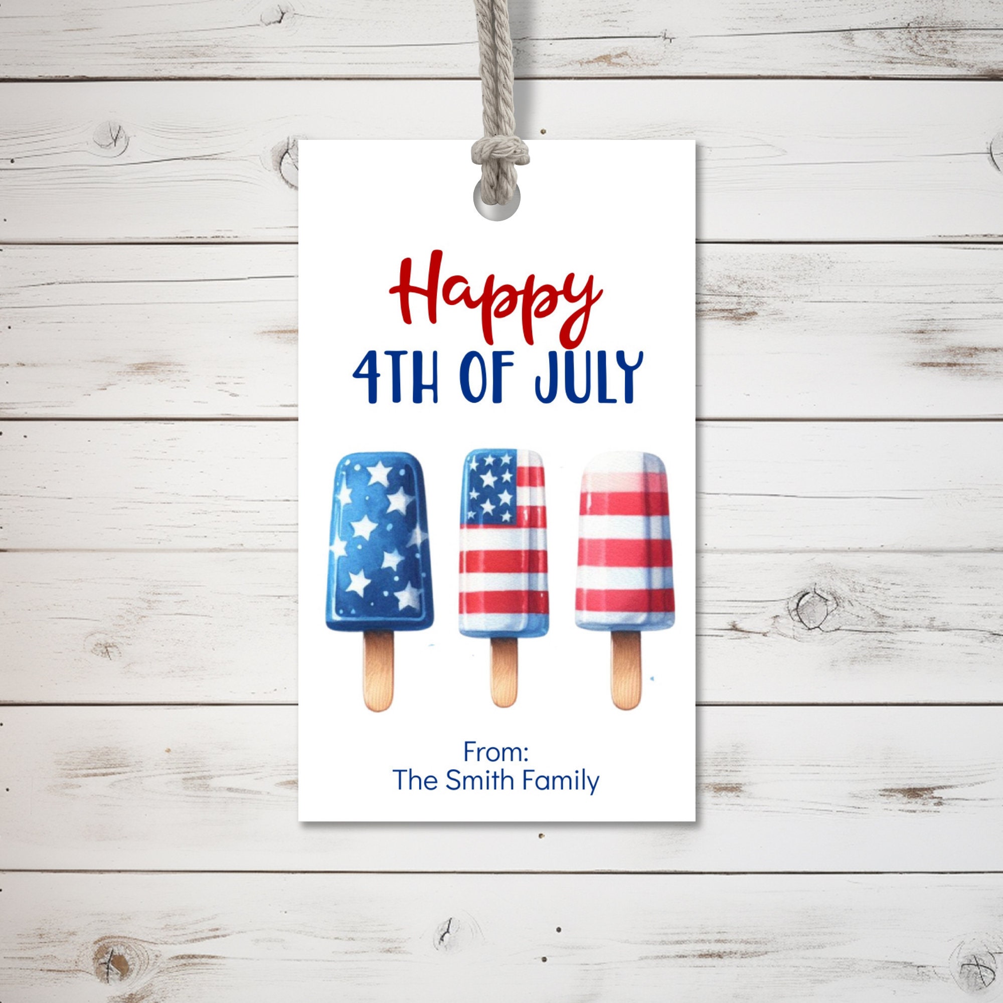 Editable Happy Fourth of July Gift Tag, Printable July 4th Tag ...